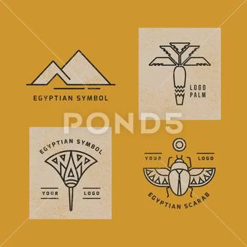 A collection of logos with Egyptian symbols and a place for text in a ...