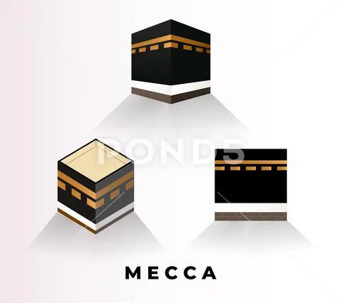 Collection of mecca islamic vector illustration isolated on white ...