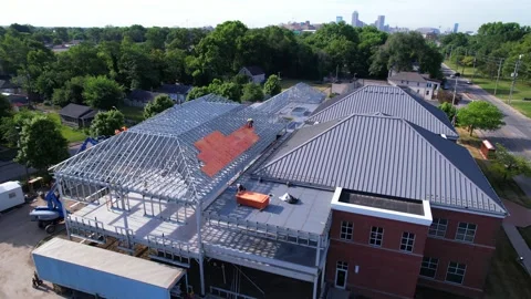 College Building Construction. Workers I... | Stock Video | Pond5