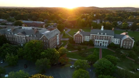 College campus at sunset. Scenic aerial ... | Stock Video | Pond5