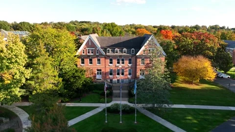 College campus in USA. Rising aerial ove... | Stock Video | Pond5
