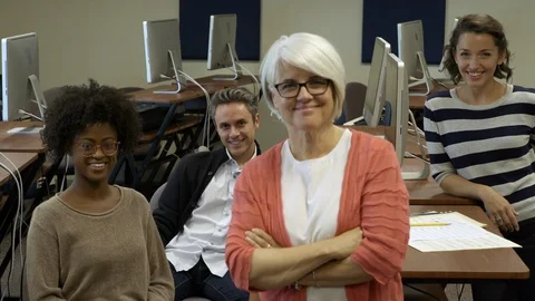 College students with tutor in classroom... | Stock Video | Pond5