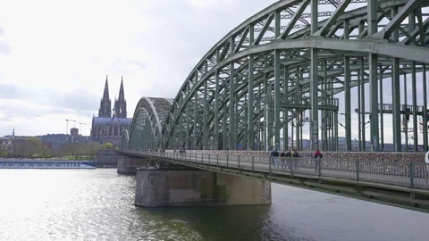 Cologne Bridge and Dom Cathedral In Germ... | Stock Video | Pond5