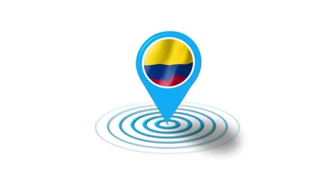 Colombia flag icon 3d GPS location track... | Stock Video | Pond5
