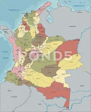 Colombia - Highly detailed editable political map with labeling ...