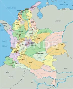 Colombia - Highly detailed editable political map with labeling. ~ Clip ...