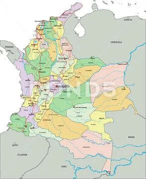 Colombia - Highly detailed editable political map with labeling ...