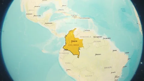 Colombia Map On Earth Globe - Flat Style | Stock Video | Pond5