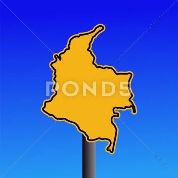 Colombia map warning sign Stock Illustration ~ #12627580