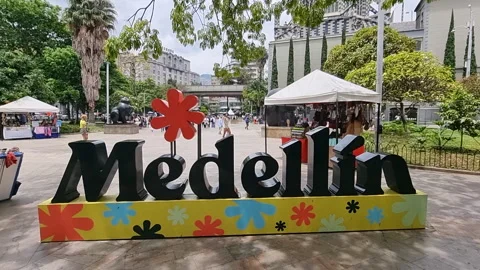 Colombia, Medellin, welcome sign in Bote... | Stock Video | Pond5