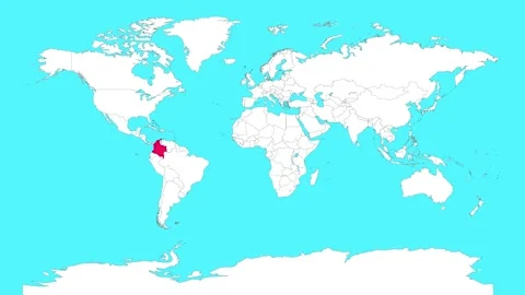 Colombia in world map animation.Silhouet... | Stock Video | Pond5