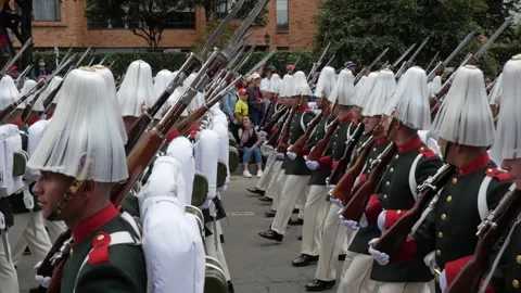 Colombian soldiers with ceremonial weapo... | Stock Video | Pond5