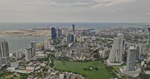 Colombo Sri Lanka Aerial v16 flyover Gan... | Stock Video | Pond5