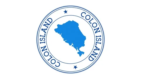 Colon Island intro. Badge with the circu... | Stock Video | Pond5