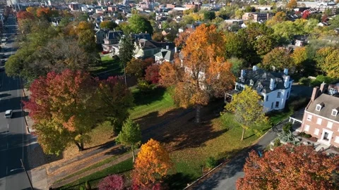 Colonial houses in small town USA during... | Stock Video | Pond5