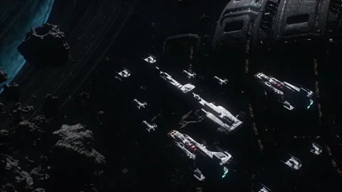 Colonization of space Military ships att... | Stock Video | Pond5