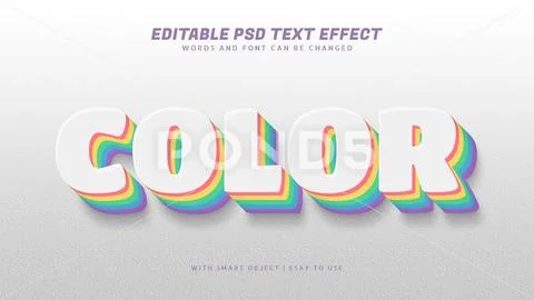 Color 3d colorful retro style text effect ~ PSD Template #234430142