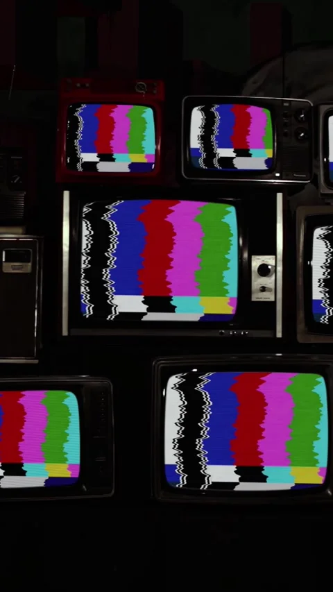 Color Bars and Static on Stacked Vintage... | Stock Video | Pond5