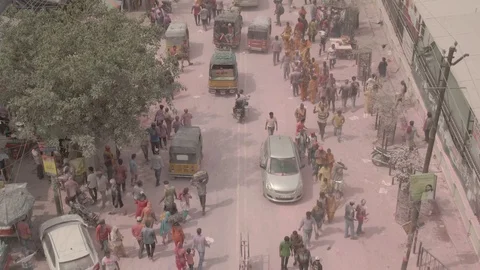 Color battle at the holi festival in Ind... | Stock Video | Pond5