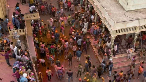 Color battle at the holi festival in Ind... | Stock Video | Pond5