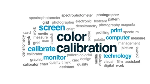 Color calibration animated word cloud, t... | Stock Video | Pond5