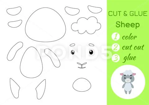 Color, cut and glue paper little sheep. Cut and paste crafts activity ...