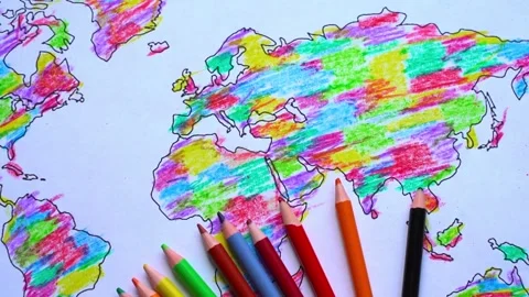 Colourful World Map Stock Video Footage | Royalty Free Colourful World ...