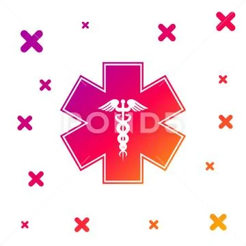 Color Emergency star - medical symbol Caduceus snake with stick icon ...