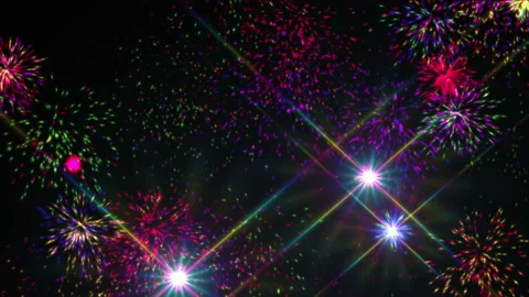 Color fireworks particles animation 4k | Stock Video | Pond5