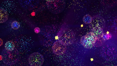 Color fireworks particles animation 4k | Stock Video | Pond5