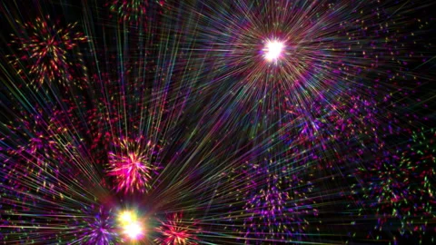 Color fireworks particles animation 4k | Stock Video | Pond5