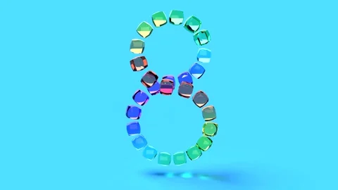 Color glass number eight in modern 3d st... | Stock Video | Pond5