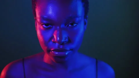 color light face night portrait neon glo... | Stock Video | Pond5