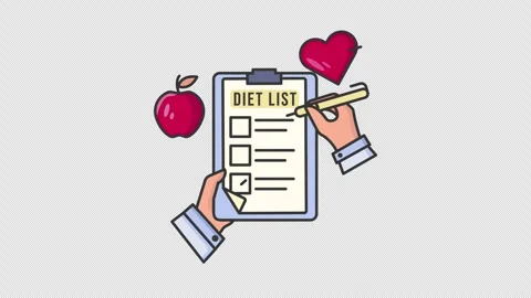 color line check mark of diet routine an... | Stock Video | Pond5