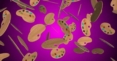 Color Palettes falling slow motion | Stock Video | Pond5