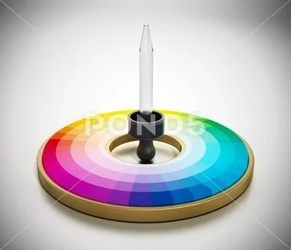 Color picker and color wheel isolated on white background. 3D ...