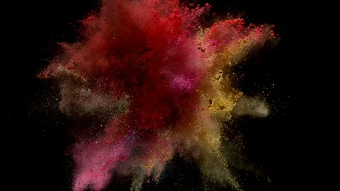 Color powder explosion isolated on black... | Stock Video | Pond5