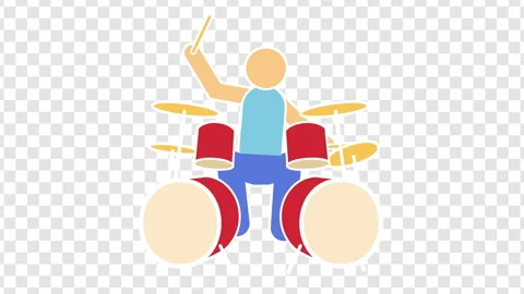 Color Stick Figure Character Drummer. Fo... | Stock Video | Pond5