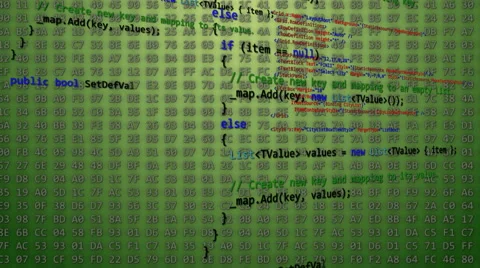 Colored Computer Code On Green Backgroun... | Stock Video | Pond5