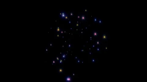 colored shiny stars fast flight from cen... | Stock Video | Pond5