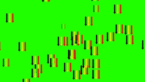Colorful arrows drop Down isolated on gr... | Stock Video | Pond5