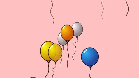 Colorful balloons background and 2d anim... | Stock Video | Pond5