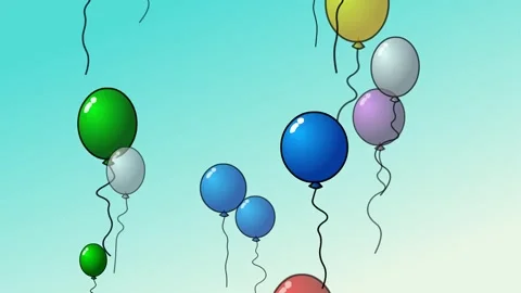 Colorful balloons background and 2d anim... | Stock Video | Pond5