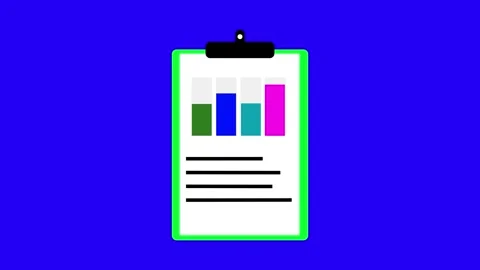 Colorful bar graph animated on clipboard... | Stock Video | Pond5