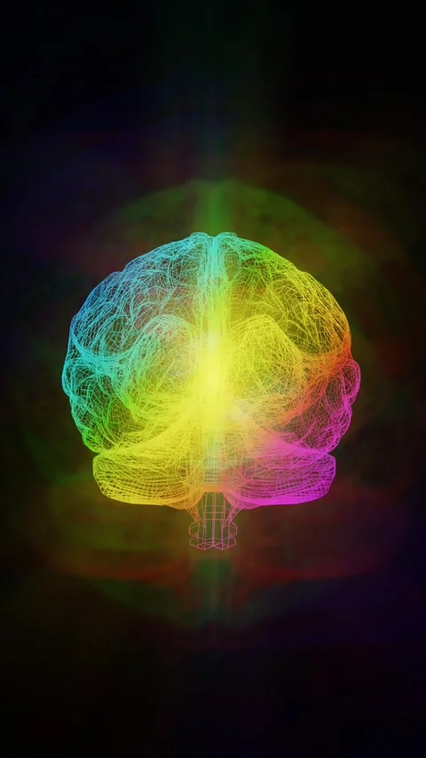 a colorful brain with a black background | Stock Video | Pond5
