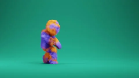 Colorful cartoon 3D yeti dancing across ... | Stock Video | Pond5