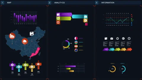 Colorful China data analysis modular inf... | Stock Video | Pond5