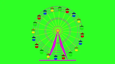 colorful ferris wheel on a green screen ... | Stock Video | Pond5