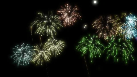 Colorful Fireworks Animation Over Black ... | Stock Video | Pond5