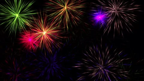 Colorful fireworks motion graphics with ... | Stock Video | Pond5
